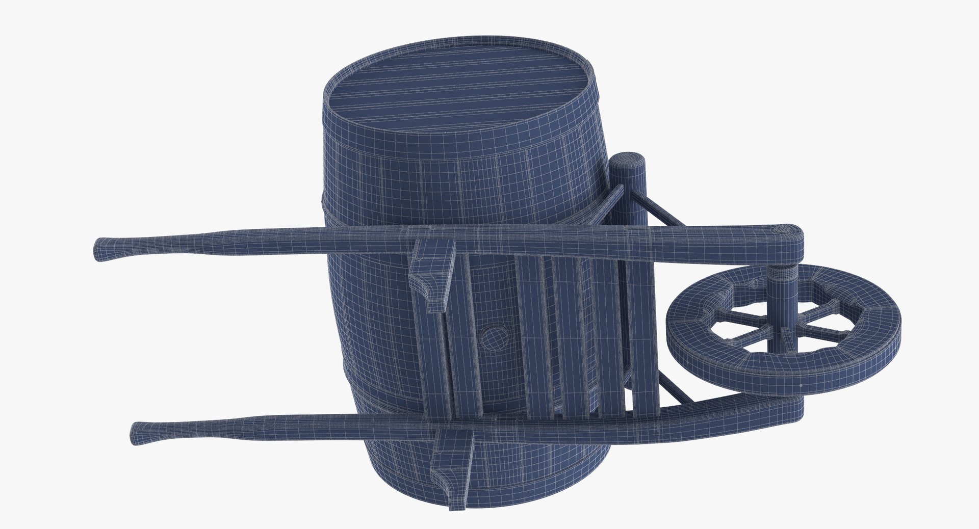 Medieval Wheelbarrow Barrel 3d Obj