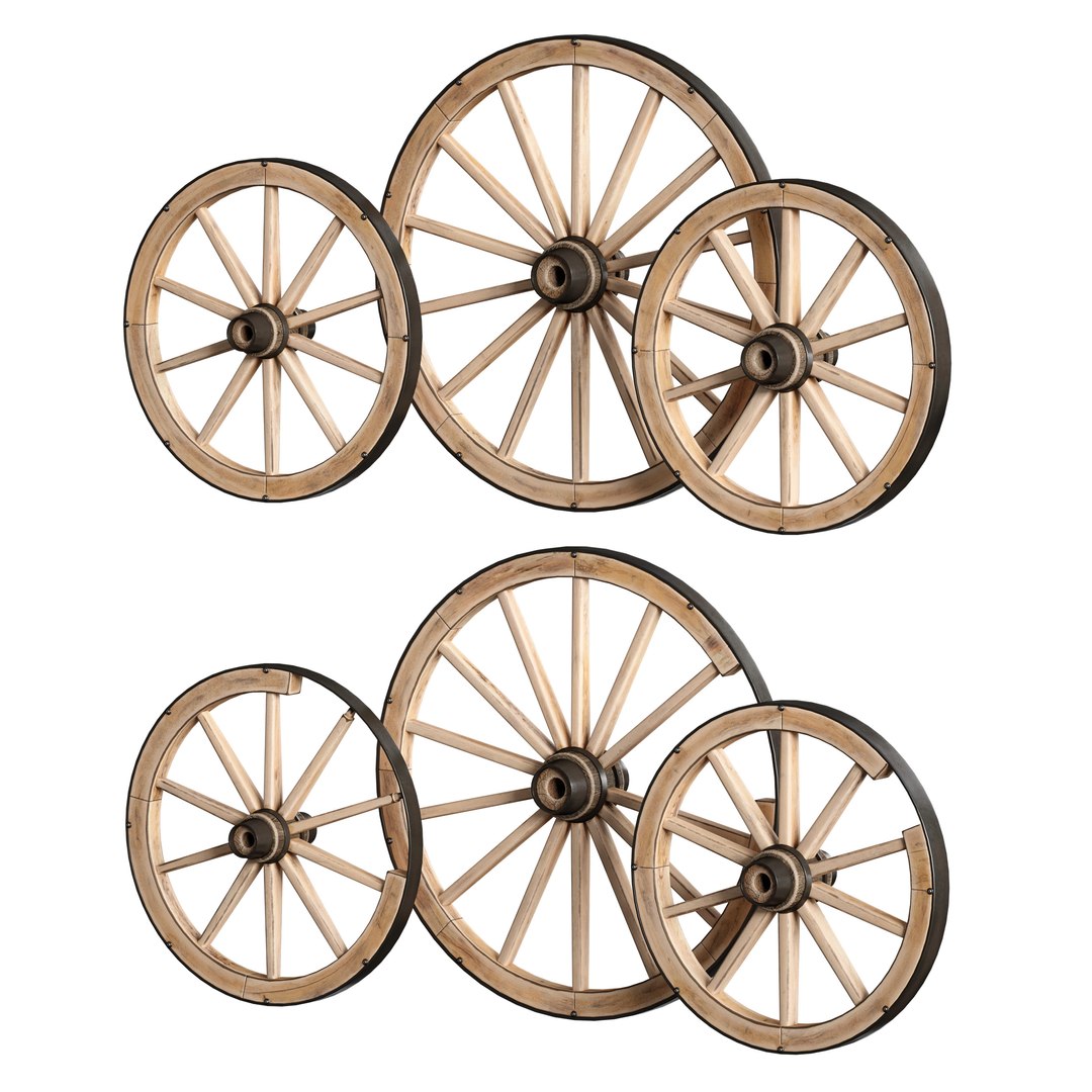 Wooden Cart Wheels Set 3D Model - TurboSquid 2239967