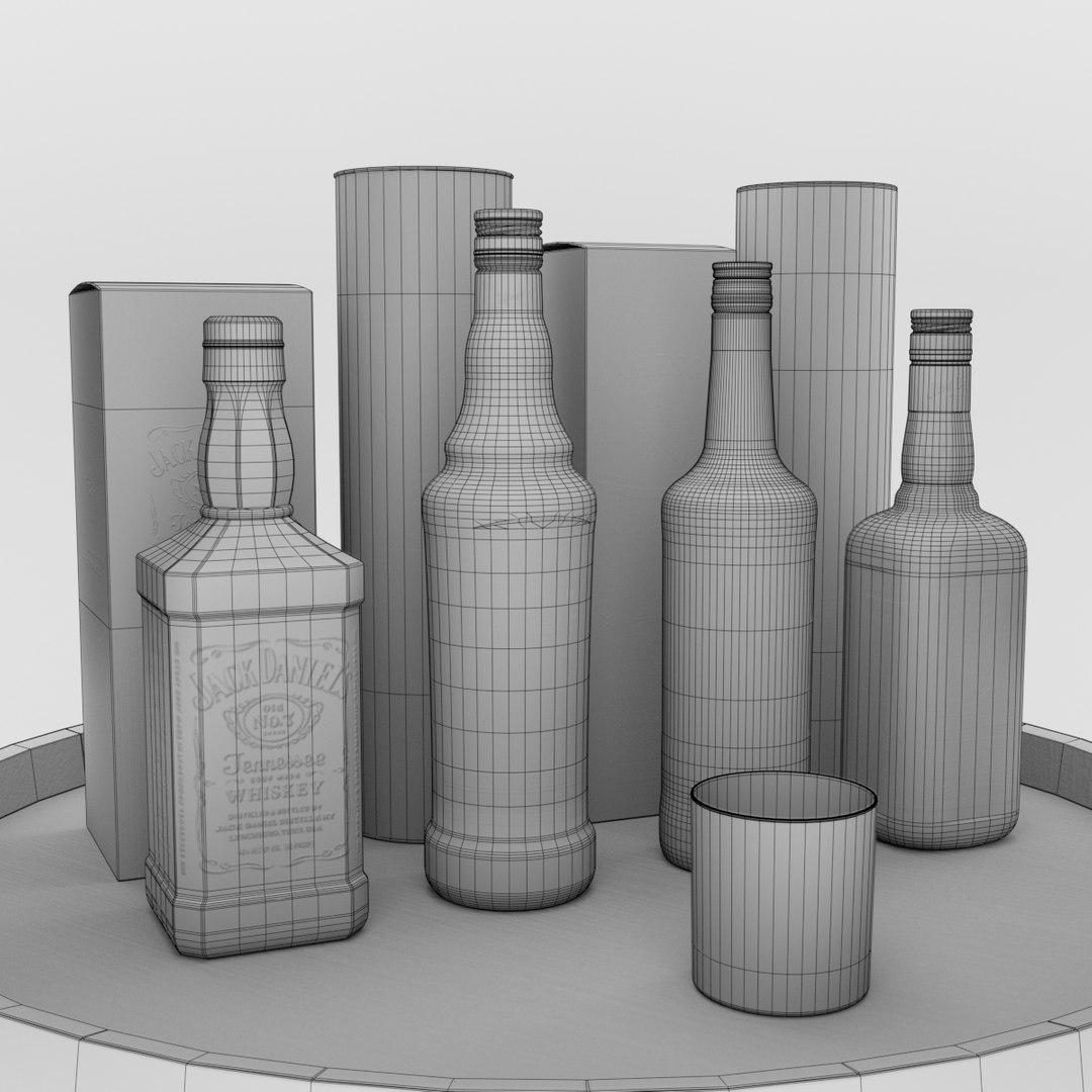 Blender Set Whiskey Bottle 3D Model - TurboSquid 1563864