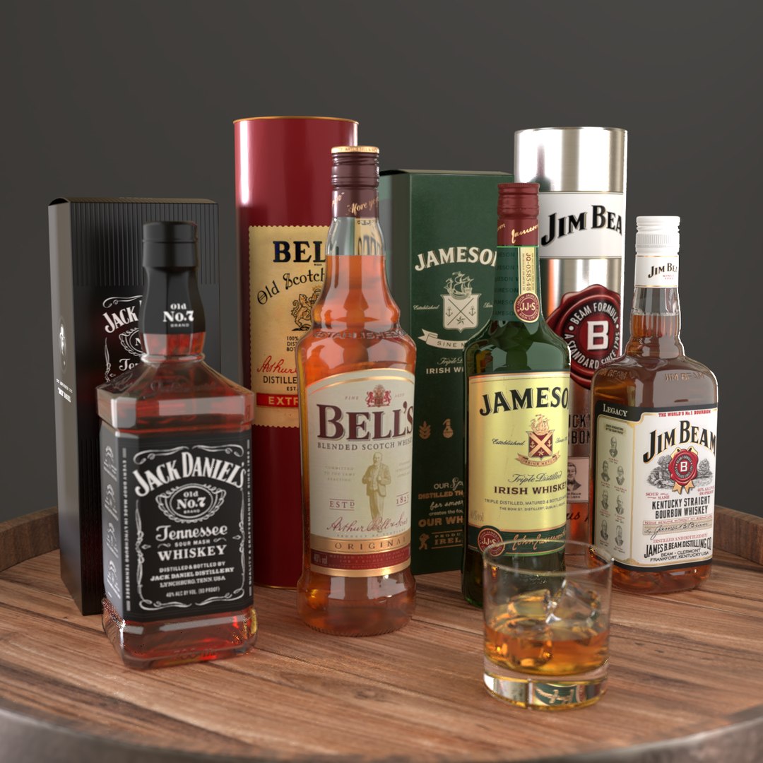 Blender Set Whiskey Bottle 3D Model - TurboSquid 1563864