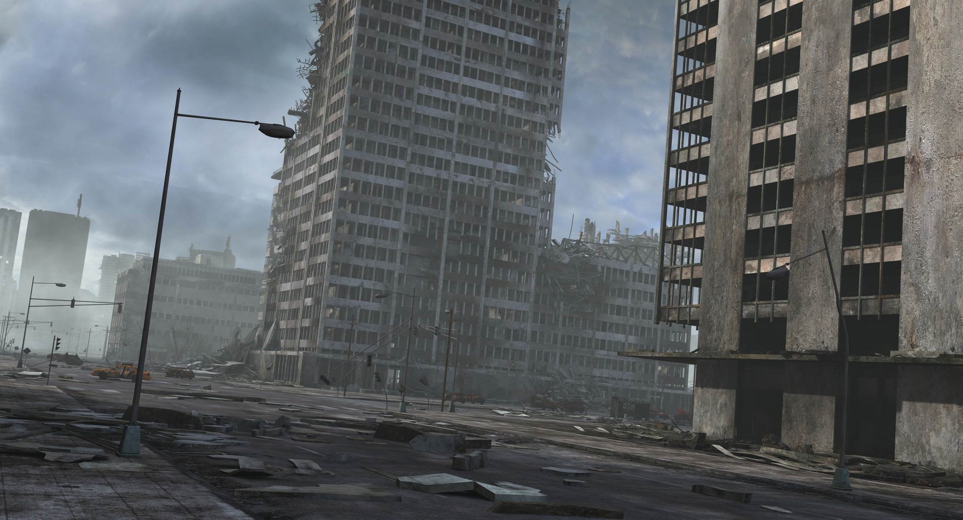 3d model of ruined city destroyed buildings
