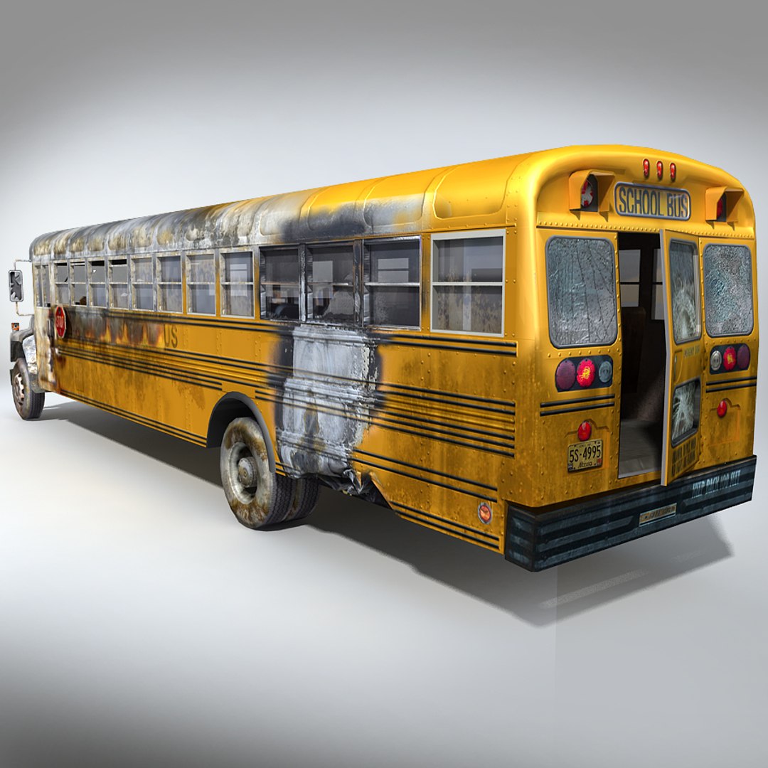 Derelict School Bus 3d Model