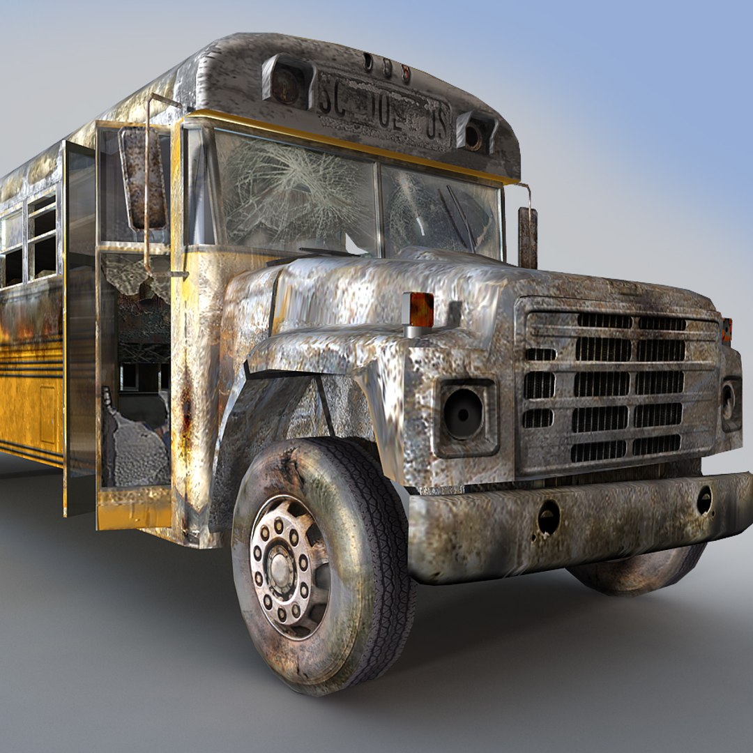 Derelict School Bus 3d Model