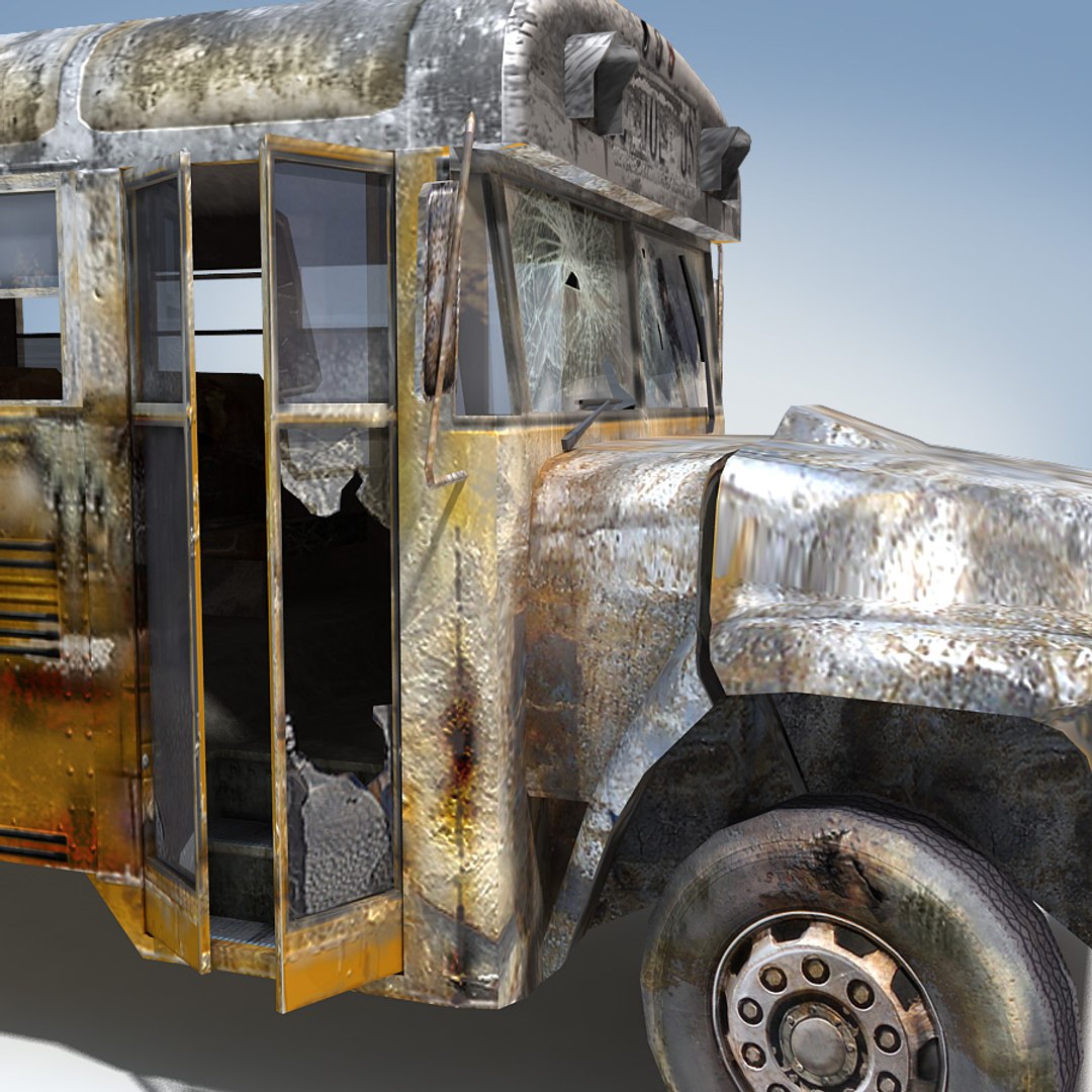 Derelict School Bus 3d Model