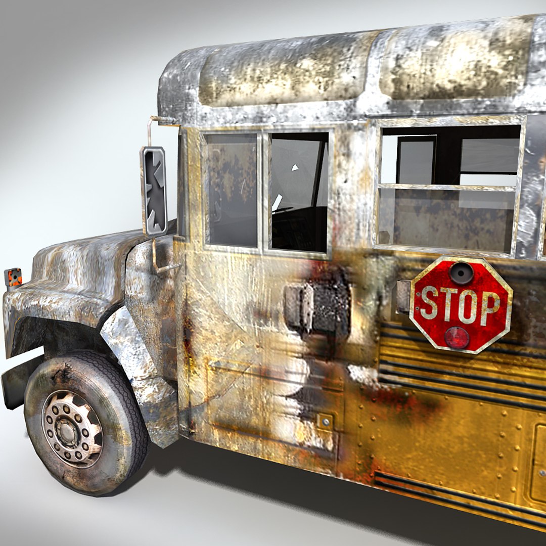 Derelict School Bus 3d Model