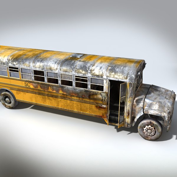 derelict school bus 3d model