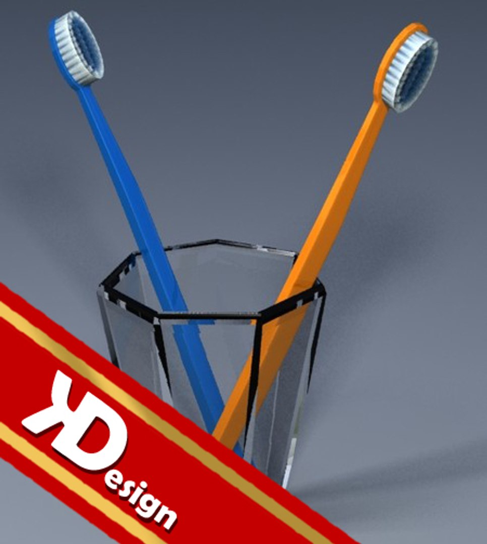 3d Glass Toothbrushes Model