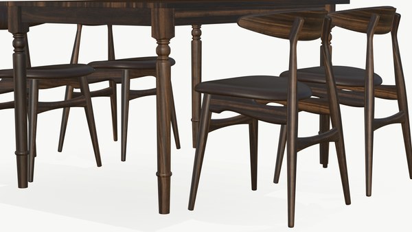 Dining Table Wooden Modern Realistic model - TurboSquid 2017399