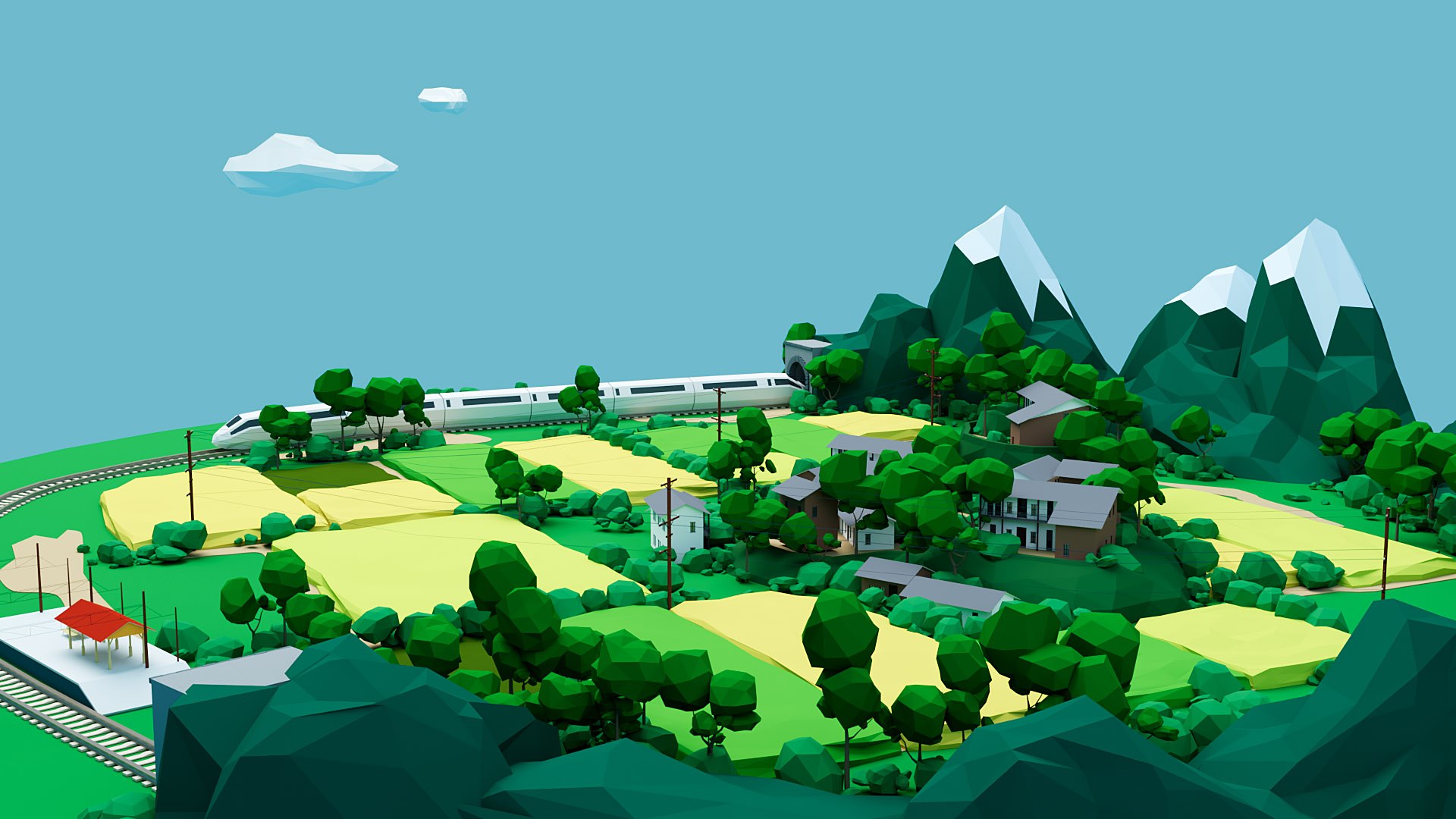 3D Rural Landscape And Low Poly Trees - TurboSquid 2266318