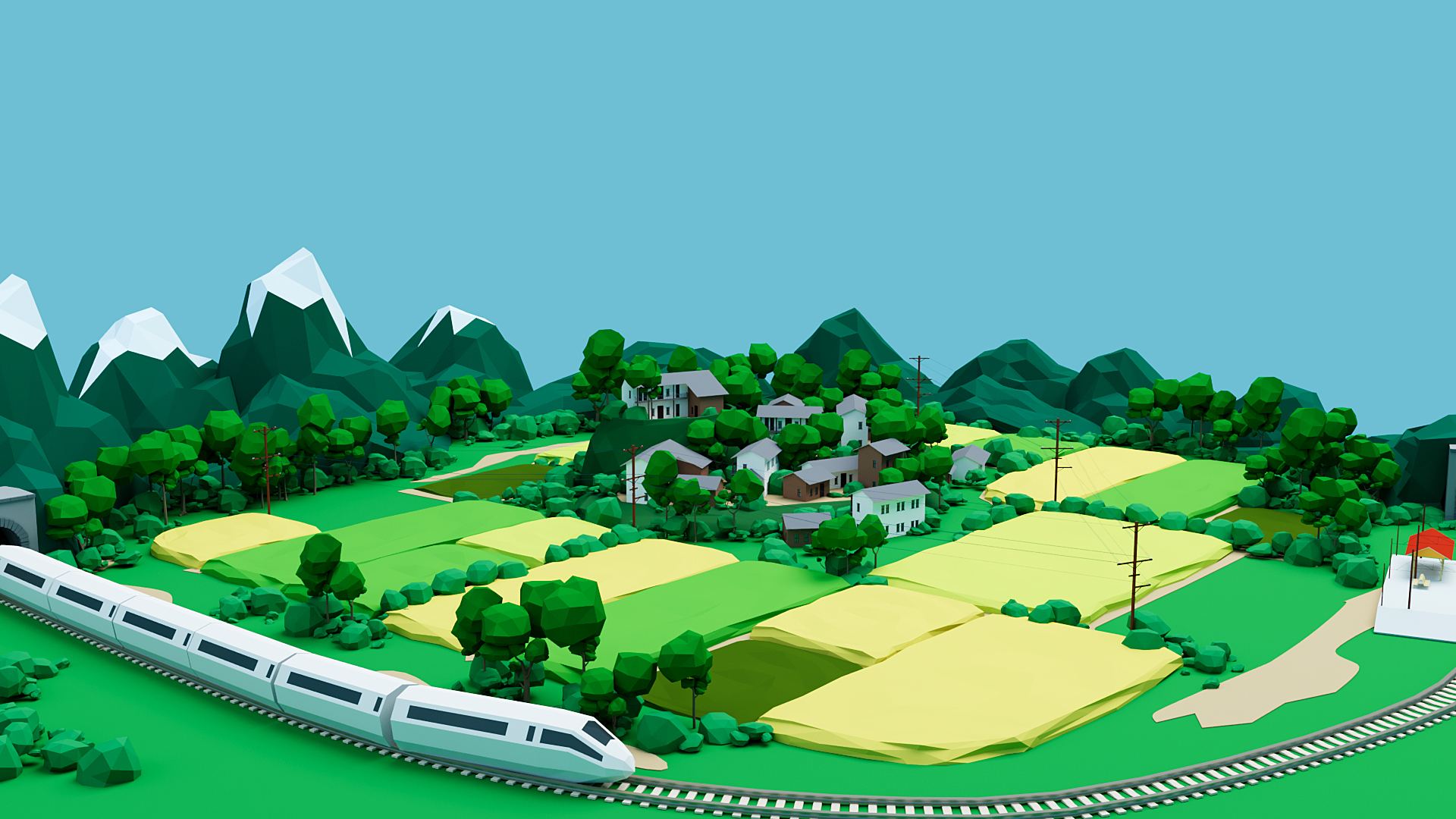 3D Rural Landscape And Low Poly Trees - TurboSquid 2266318
