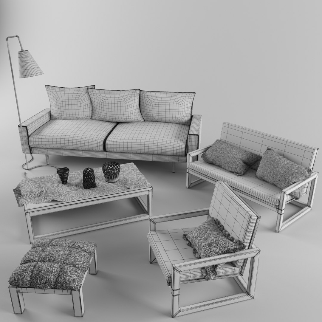 3d Model Mebel Set Armchair Coffee Table