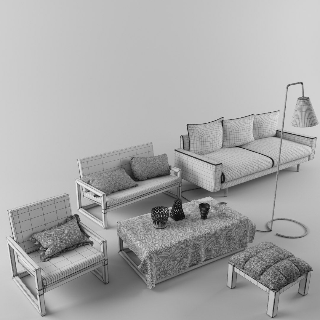 3d Model Mebel Set Armchair Coffee Table