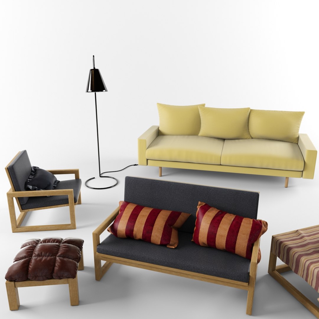 3d Model Mebel Set Armchair Coffee Table