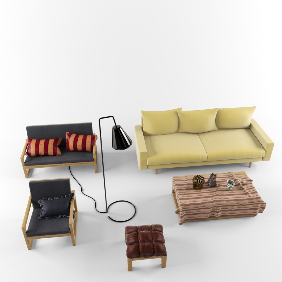 3d Model Mebel Set Armchair Coffee Table