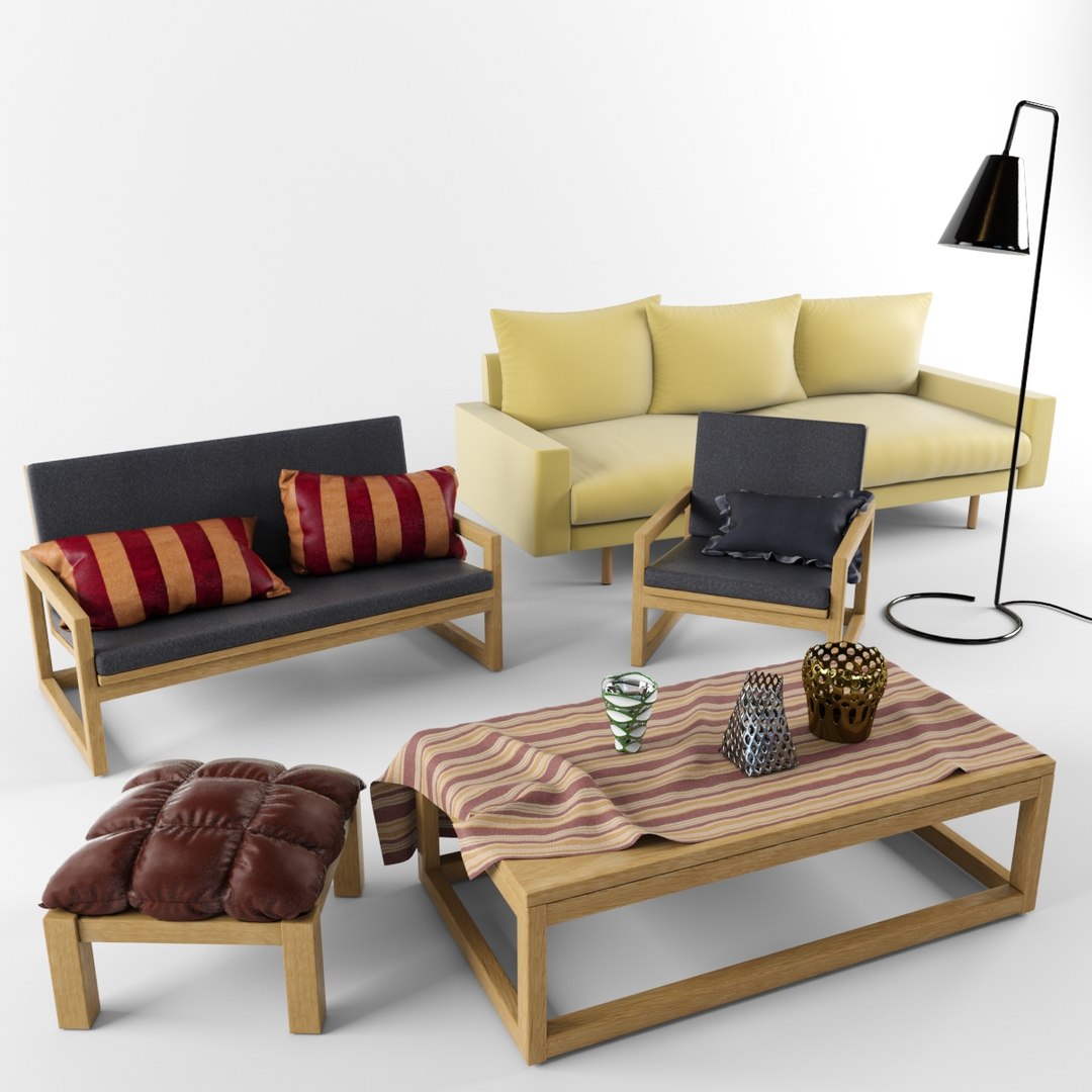 3d Model Mebel Set Armchair Coffee Table