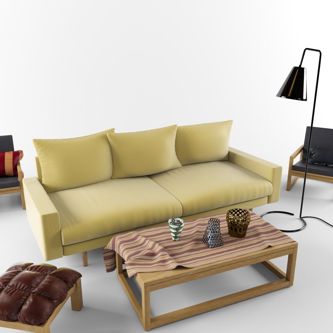 3d Model Mebel Set Armchair Coffee Table