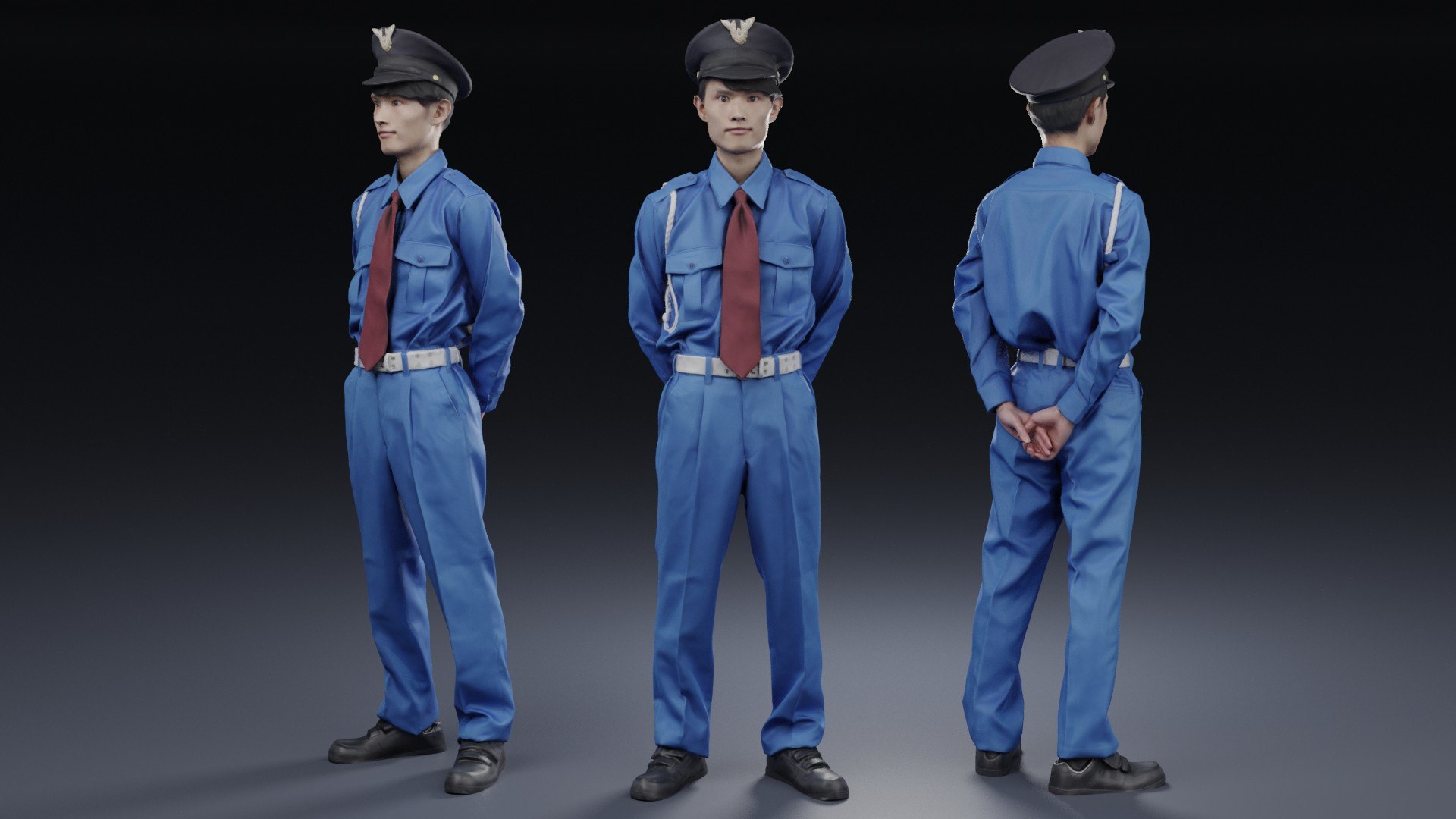 3D Posed 3D-Security Guard 156ToshiN09 - TurboSquid 1937381