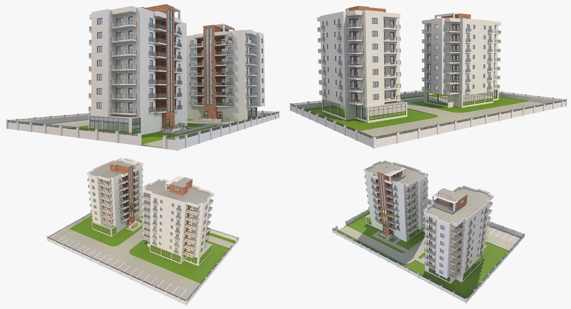 Apartment Buildings Block 3 Model - TurboSquid 1428255
