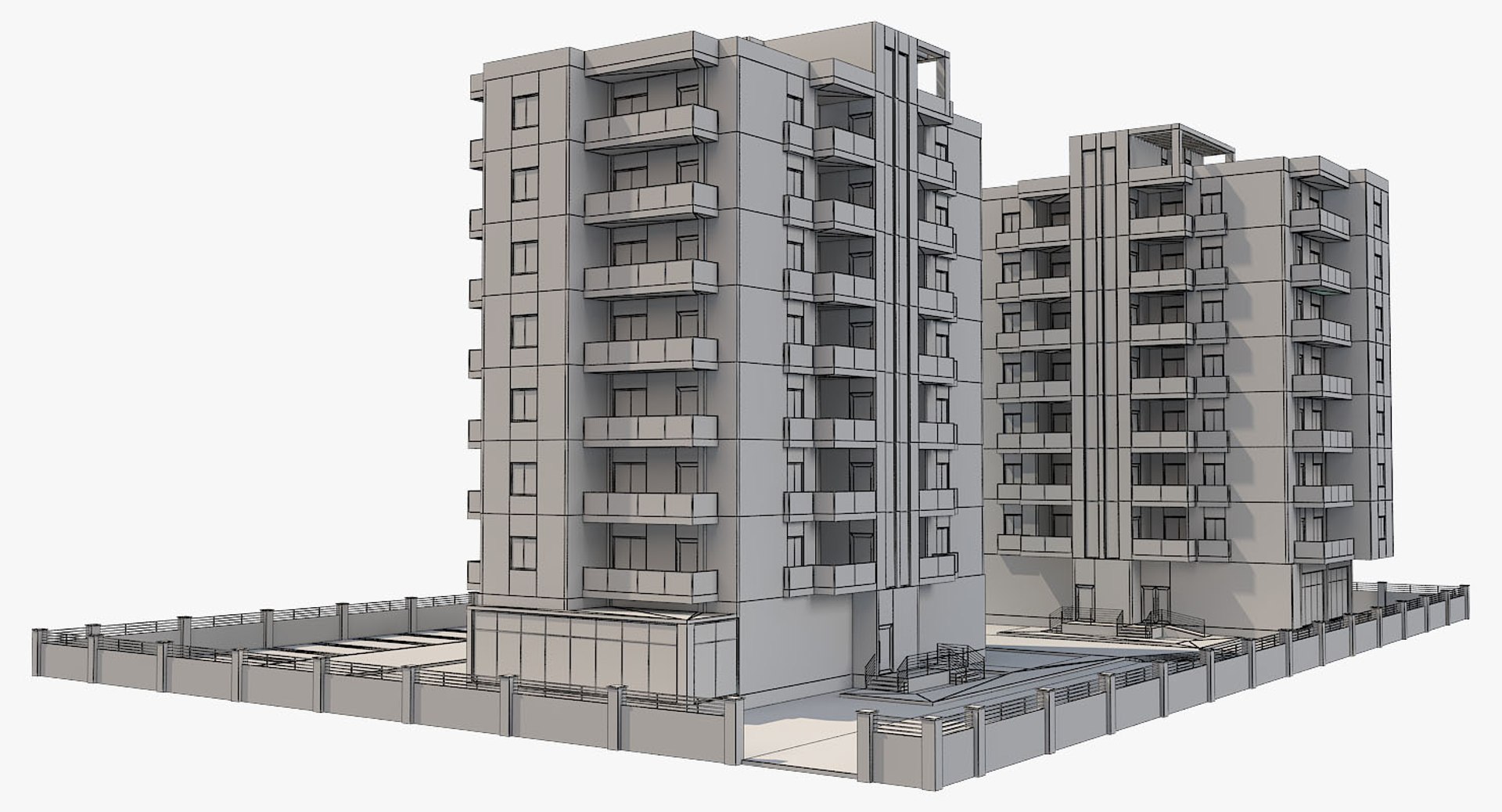 Apartment Buildings Block 3 Model - TurboSquid 1428255