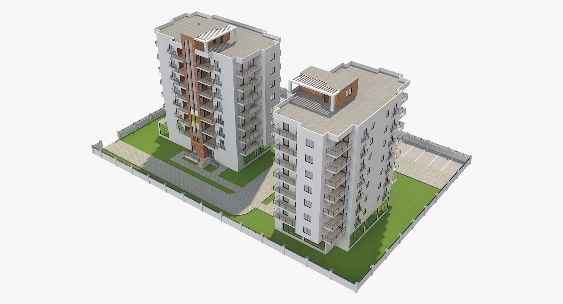 Apartment Buildings Block 3 Model - TurboSquid 1428255