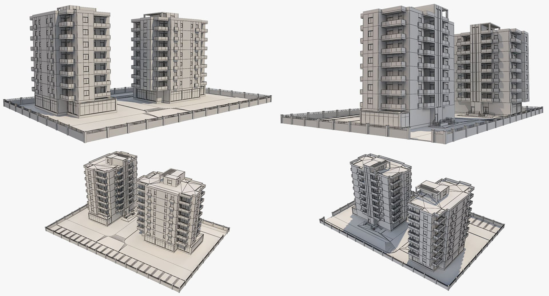 Apartment Buildings Block 3 Model - TurboSquid 1428255