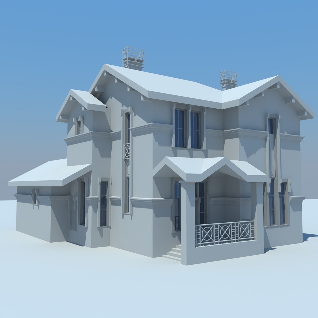 cottage house buildings 3d model