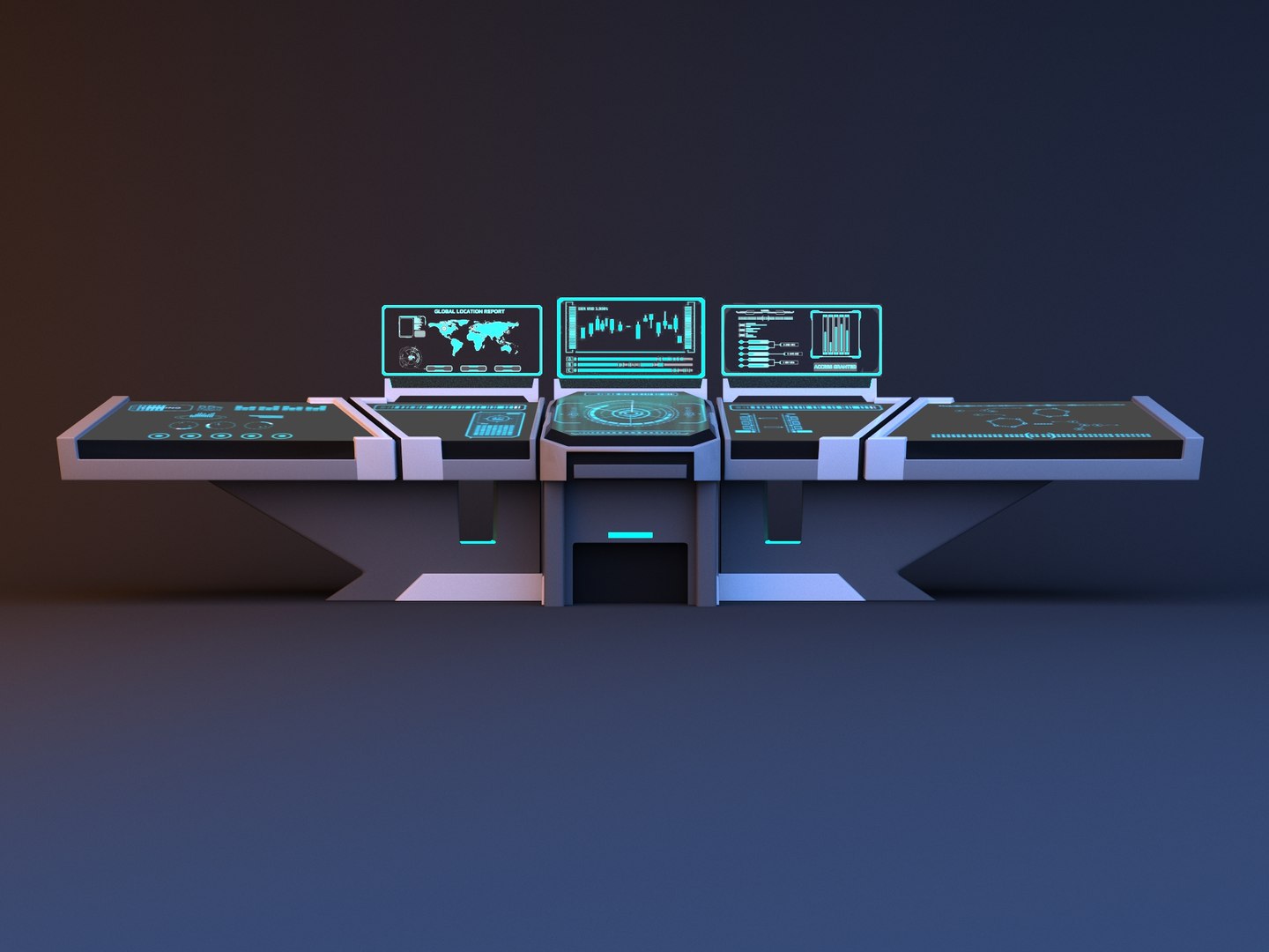3D Sci-fi Futuristic Control Desk - Console - TurboSquid 1932672