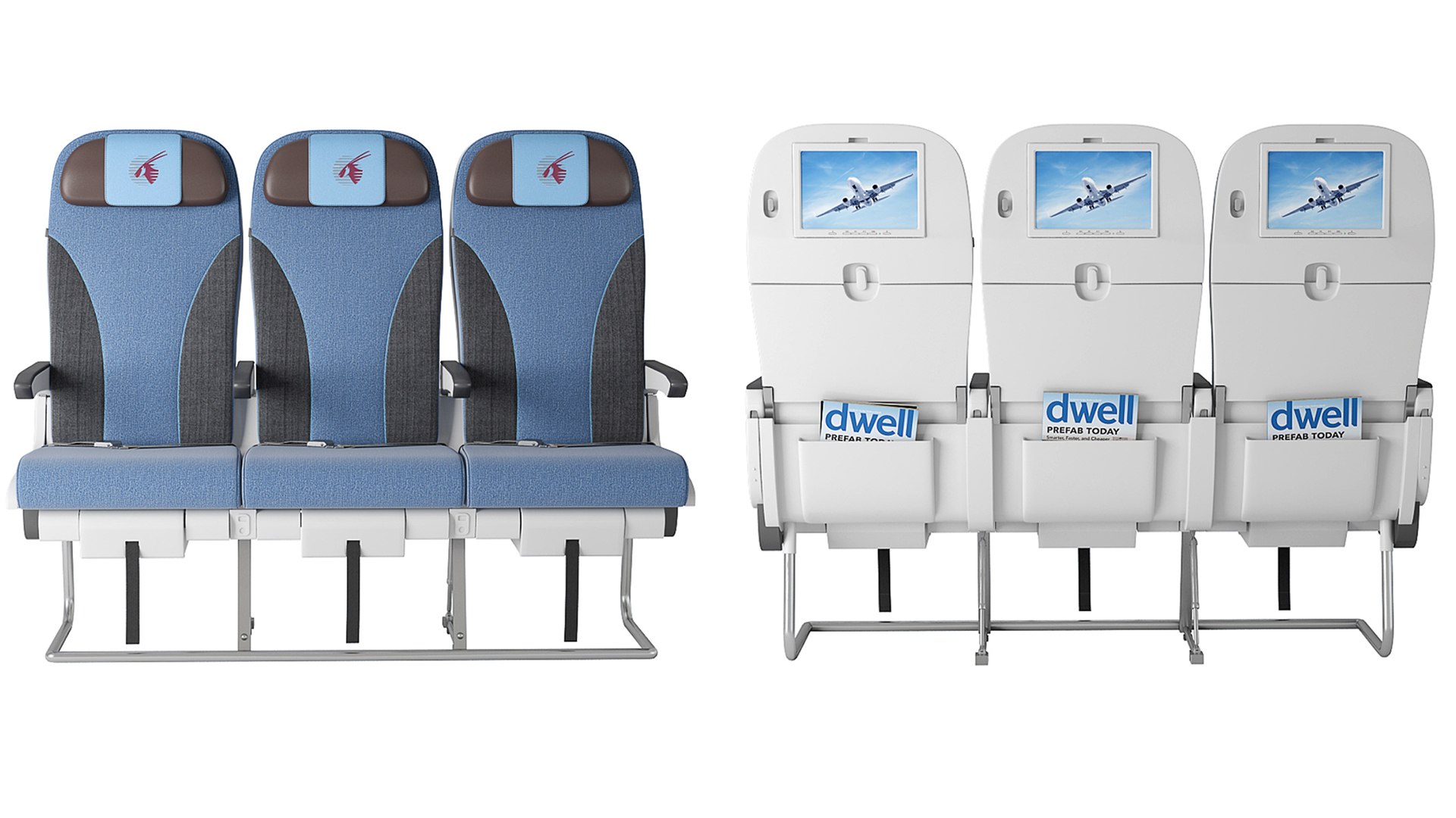 Air Chairs Economy Class 3D Model - TurboSquid 2143800