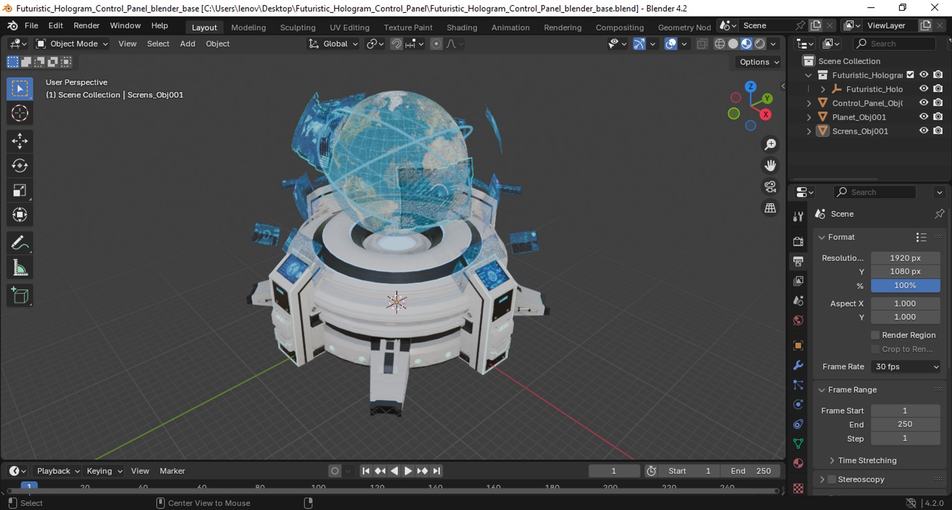 3D Futuristic Hologram Control Panel Model - TurboSquid 2276874