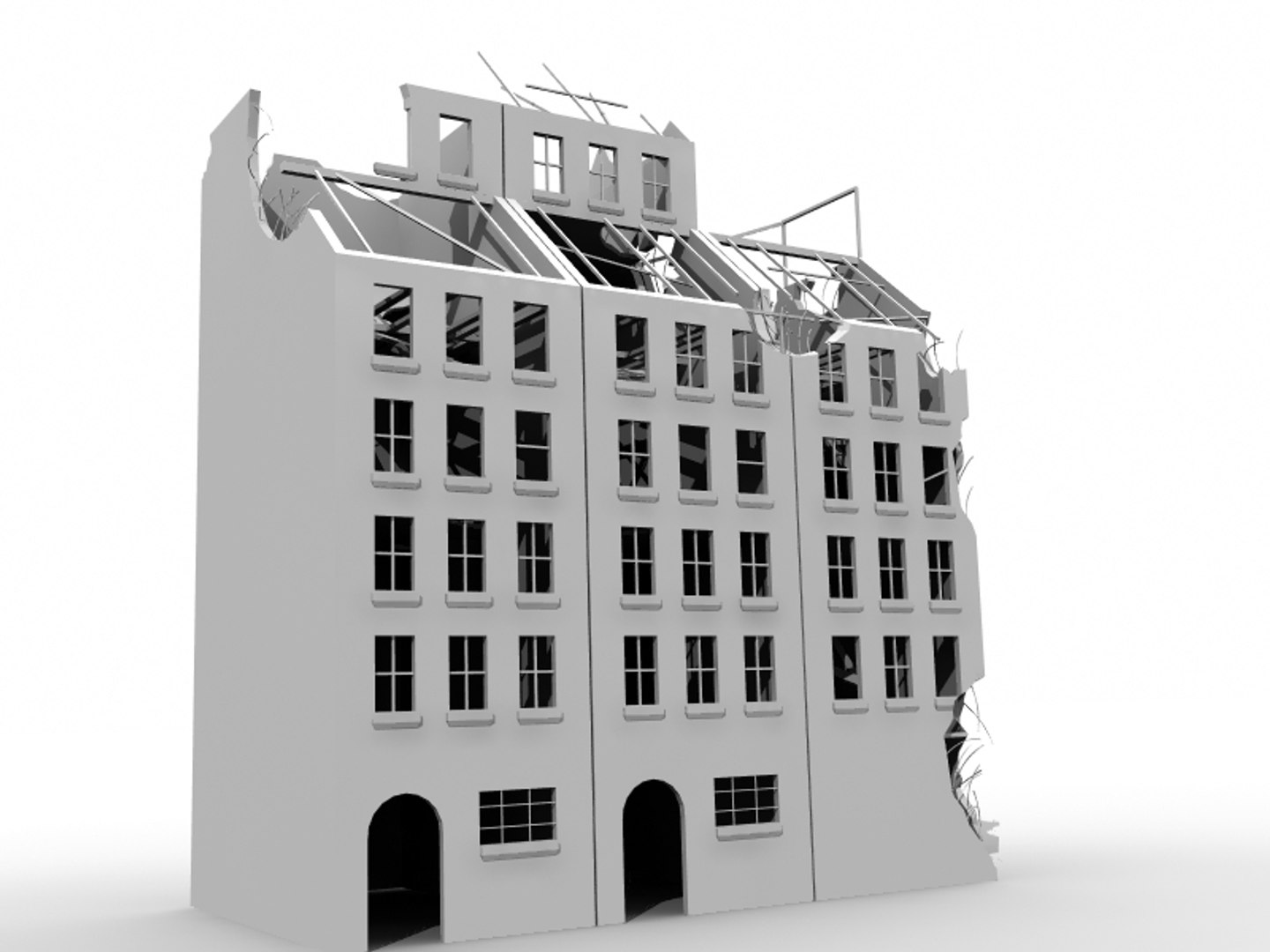 3ds Max War City Buildings