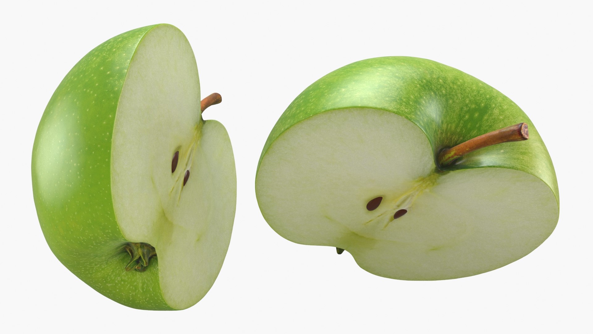 Green Apple V1 Half 01 3D Model - TurboSquid 2054638