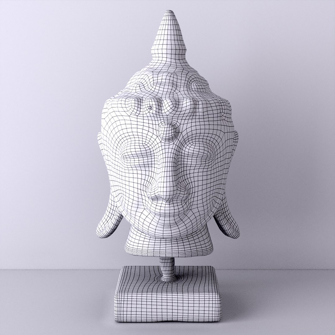 3D Model Wooden Buddha Head With Stand - TurboSquid 2470816