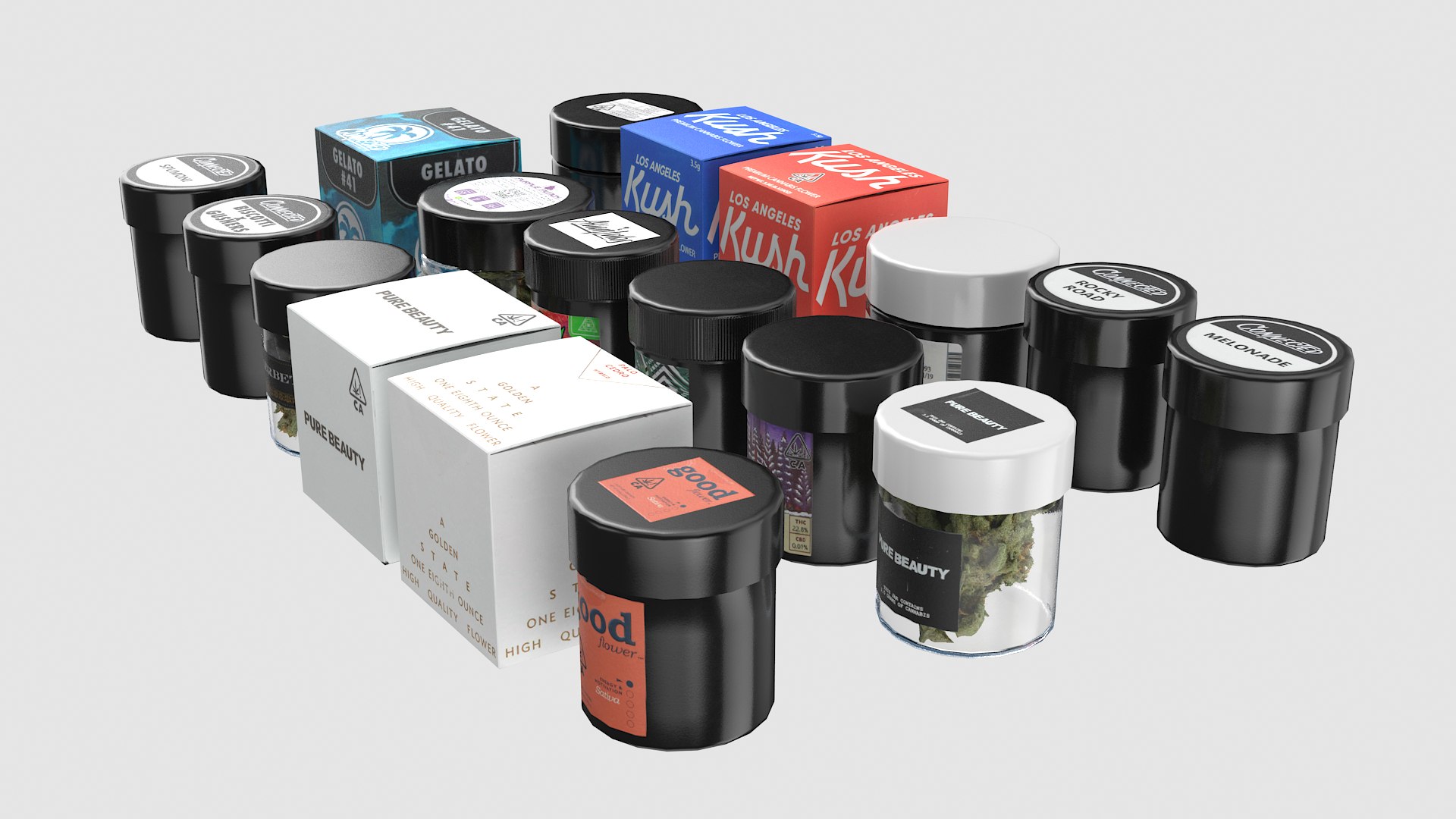 Packaged Cannabis Flowers 3D Model - TurboSquid 1523365