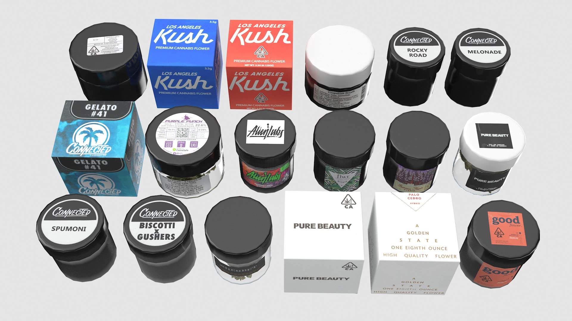 Packaged Cannabis Flowers 3D Model - TurboSquid 1523365