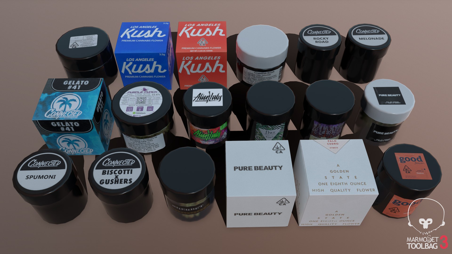 Packaged Cannabis Flowers 3D Model - TurboSquid 1523365