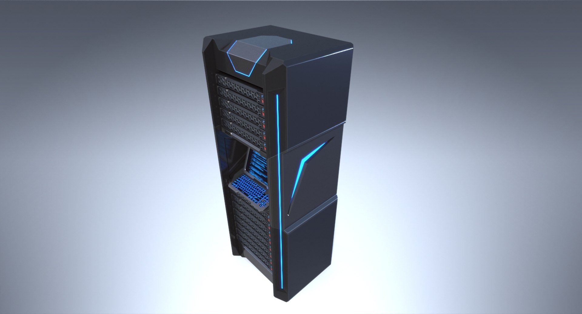3D Futuristic Server Rack Model - TurboSquid 1350863