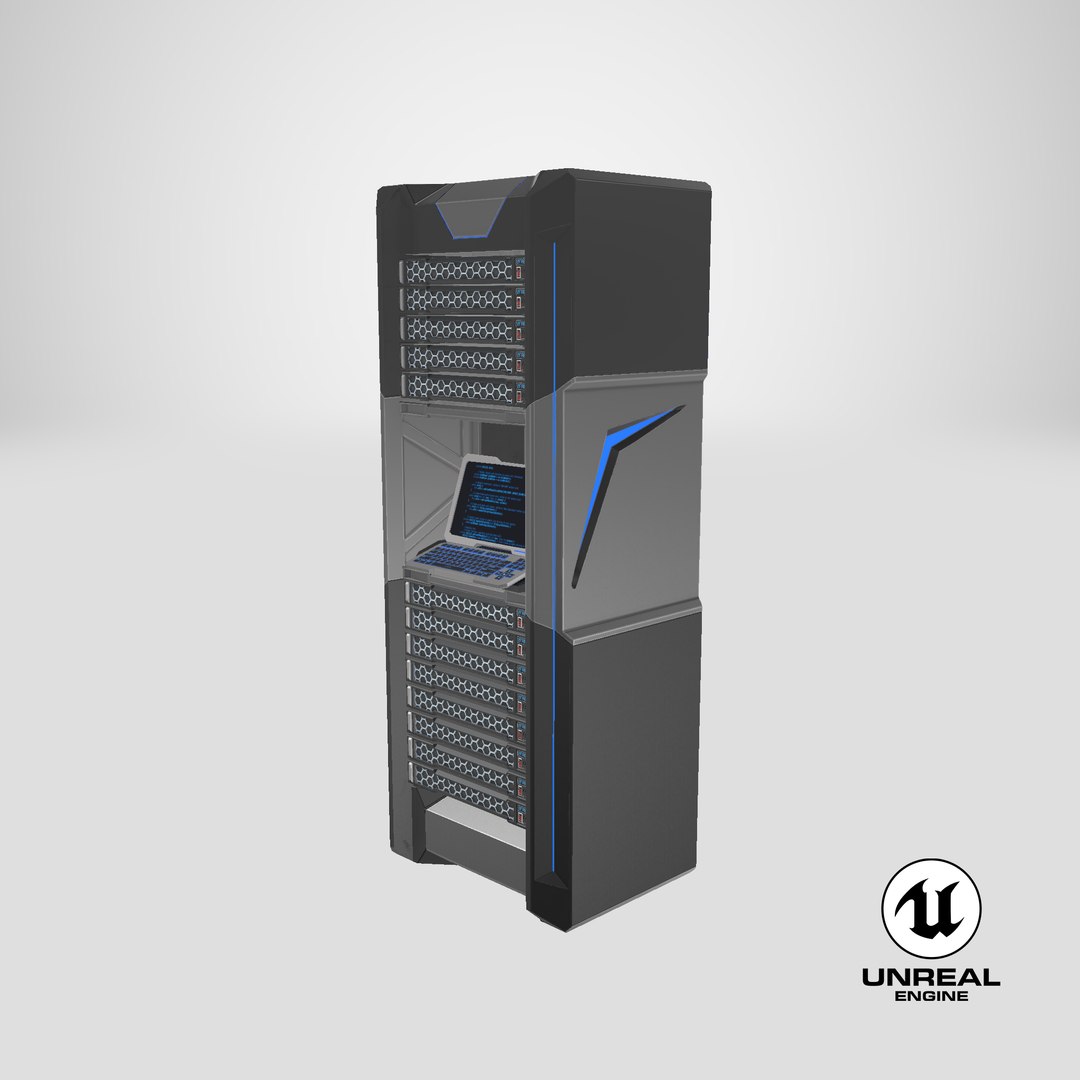 3D futuristic server rack model - TurboSquid 1350863