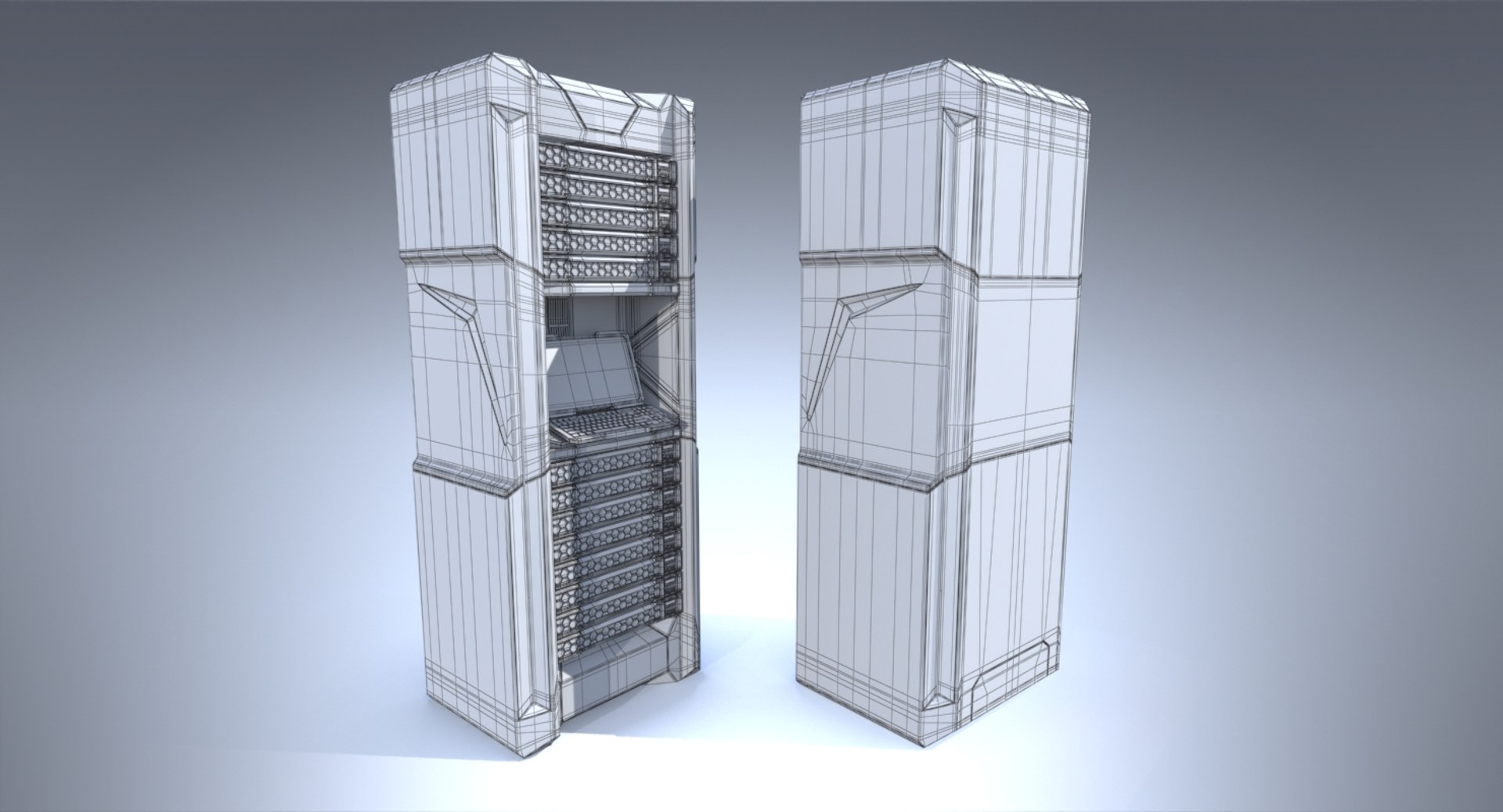 3D Futuristic Server Rack Model - TurboSquid 1350863