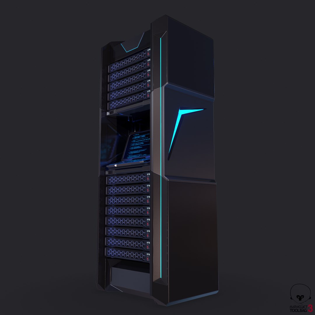 3D Futuristic Server Rack Model - TurboSquid 1350863