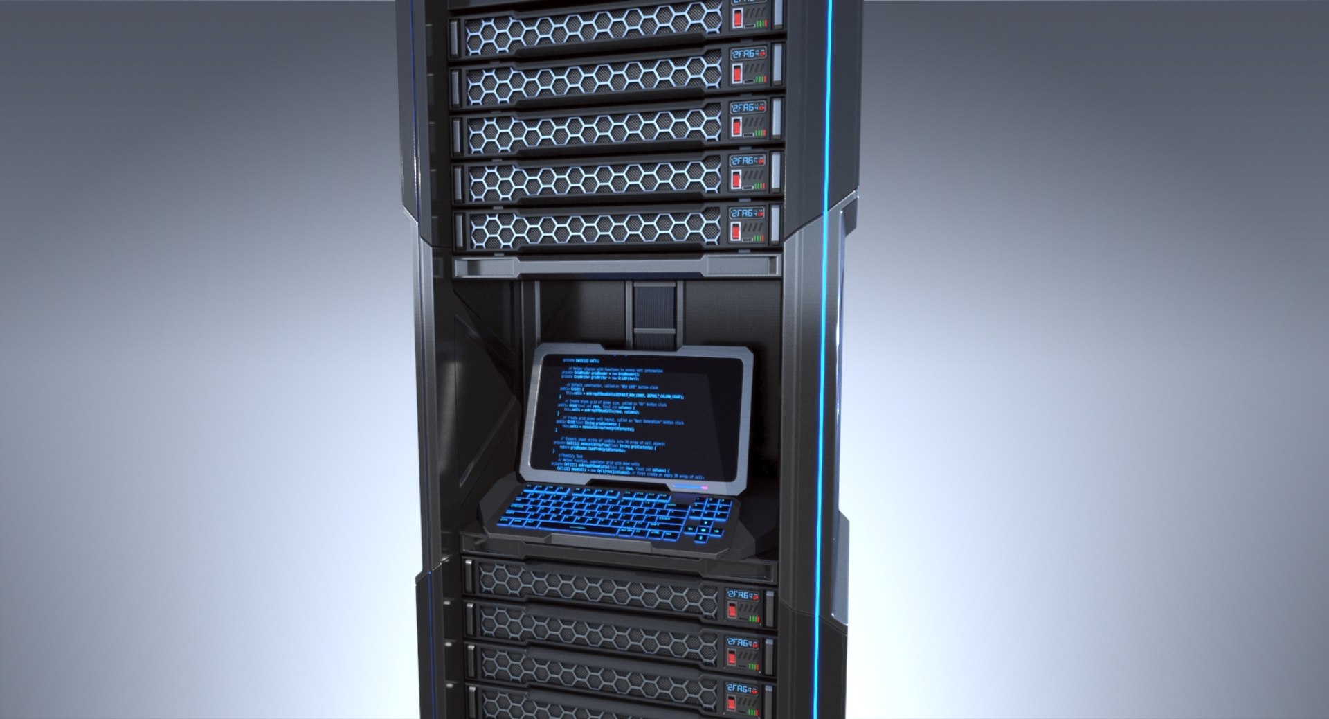 3D Futuristic Server Rack Model - TurboSquid 1350863