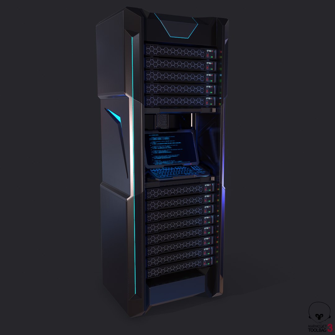 3D Futuristic Server Rack Model - TurboSquid 1350863