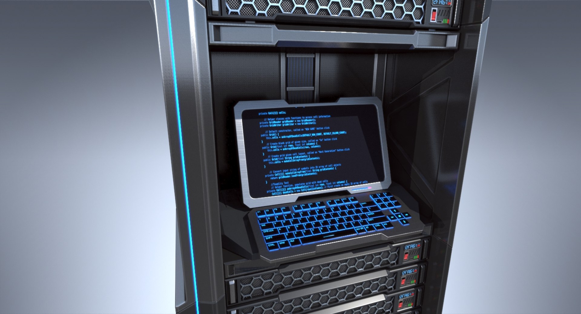 3D Futuristic Server Rack Model - TurboSquid 1350863
