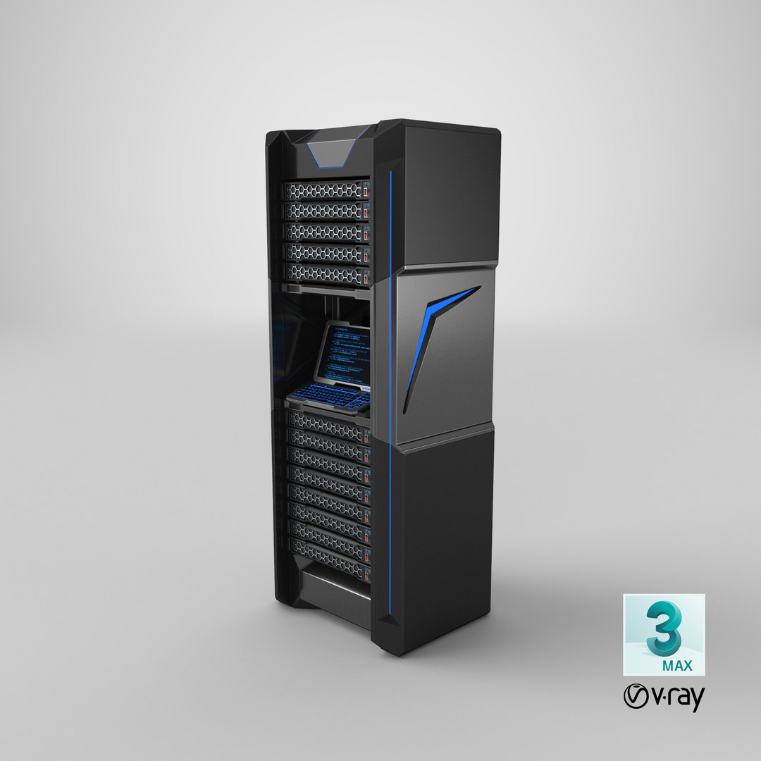 3D futuristic server rack model - TurboSquid 1350863