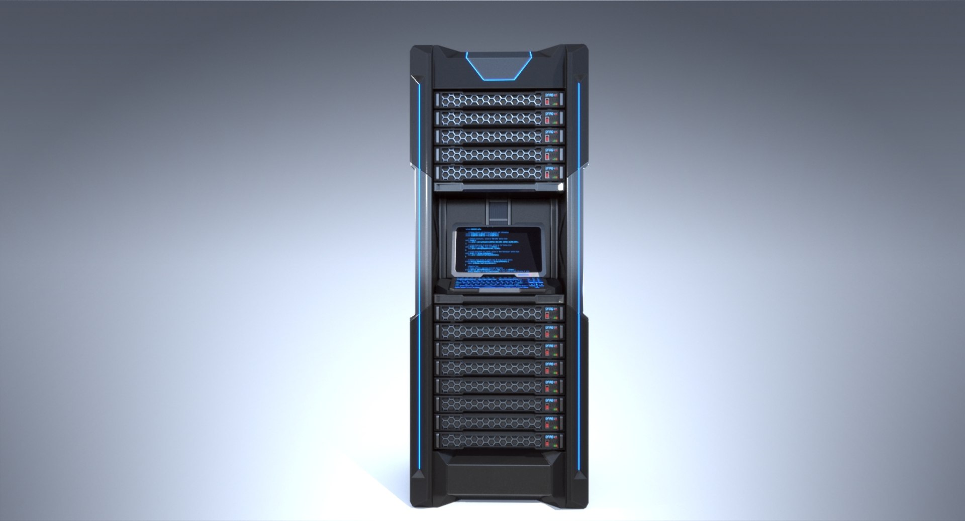 3D Futuristic Server Rack Model - TurboSquid 1350863