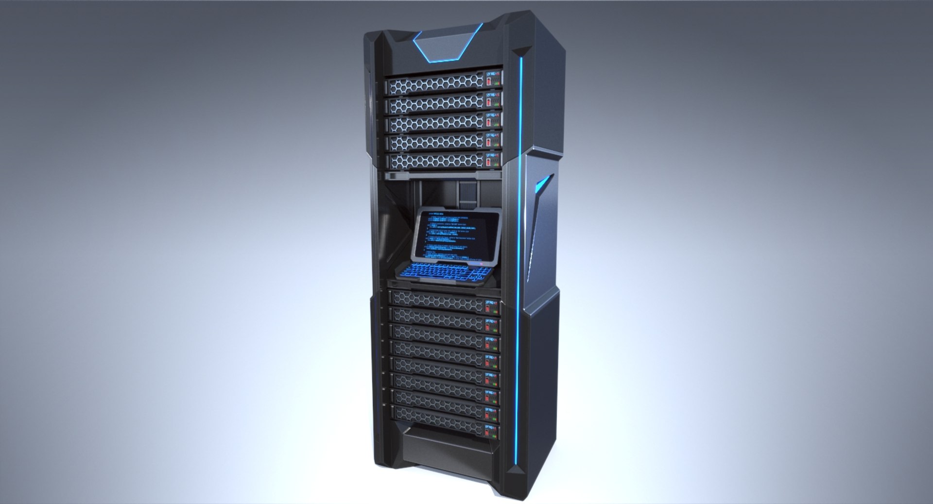 3D futuristic server rack model - TurboSquid 1350863