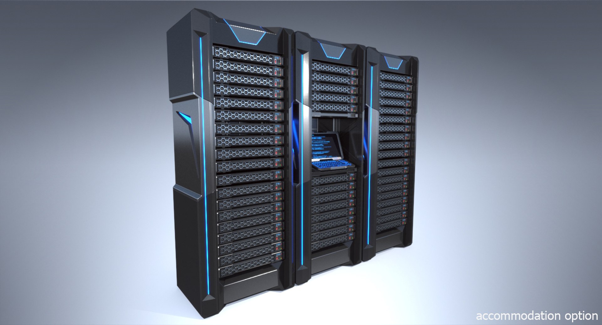 3D Futuristic Server Rack Model - TurboSquid 1350863